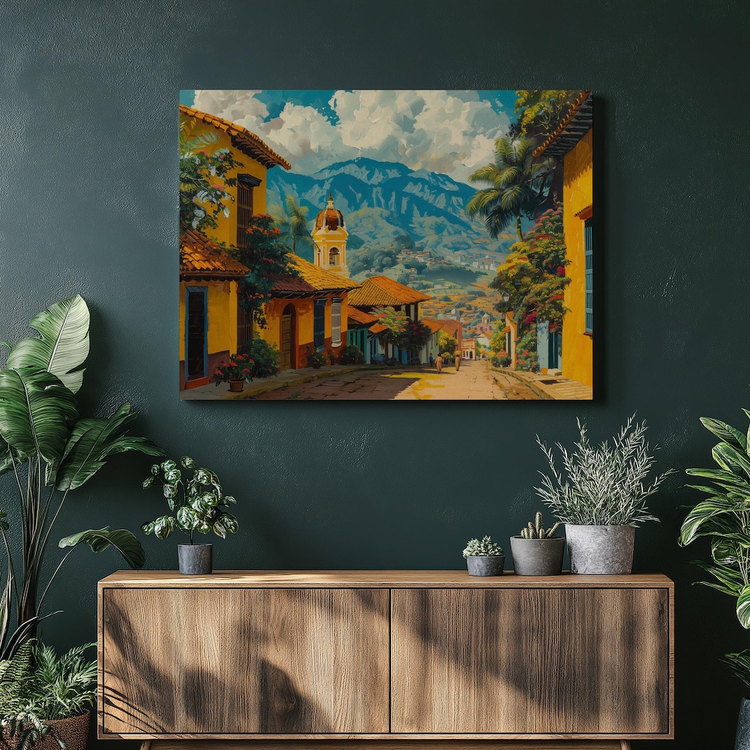 Colombia Canvas Wall Art Vibrant Scenery, Detailed Oil Paint, High ...