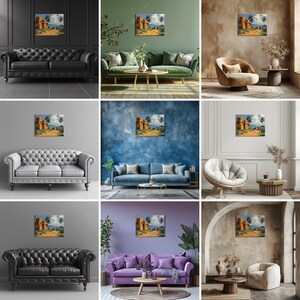 Togo Village Art, Mud Houses Landscape Artwork, Palm Tree Painting ...