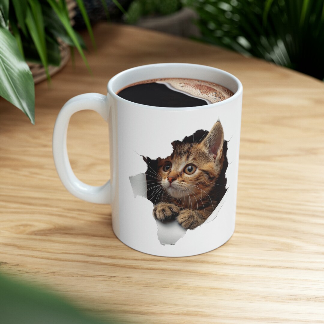 Cat Breaking Through Paper Mug | Fun Cat Cup, Cat Lover Gift, Coffee ...