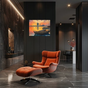 Bahrain Canvas Wall Art Pearl Diving Boats Manama Scene Sunset Colors ...