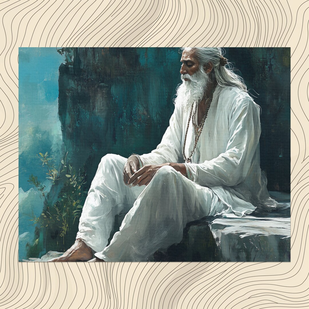 Serene Rabindranath Tagore Canvas Wall Art, Spiritual Home Decor ...
