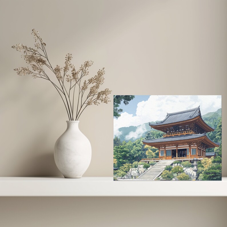 Stunning Temples Canvas Wall Art, Traditional Artistically Rendered ...