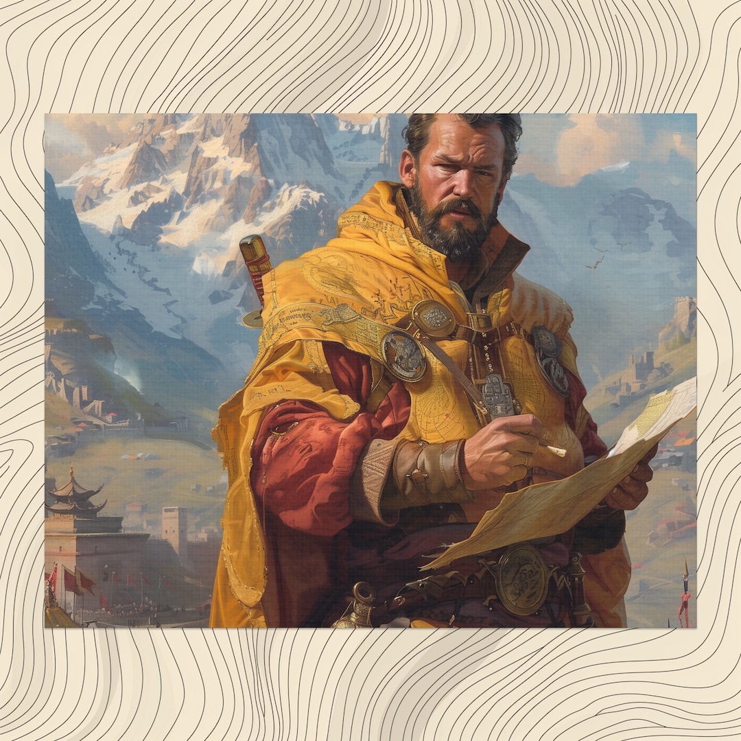 Marco Polo Canvas Wall Art, Medieval Explorer Artwork Home Decor Travel ...
