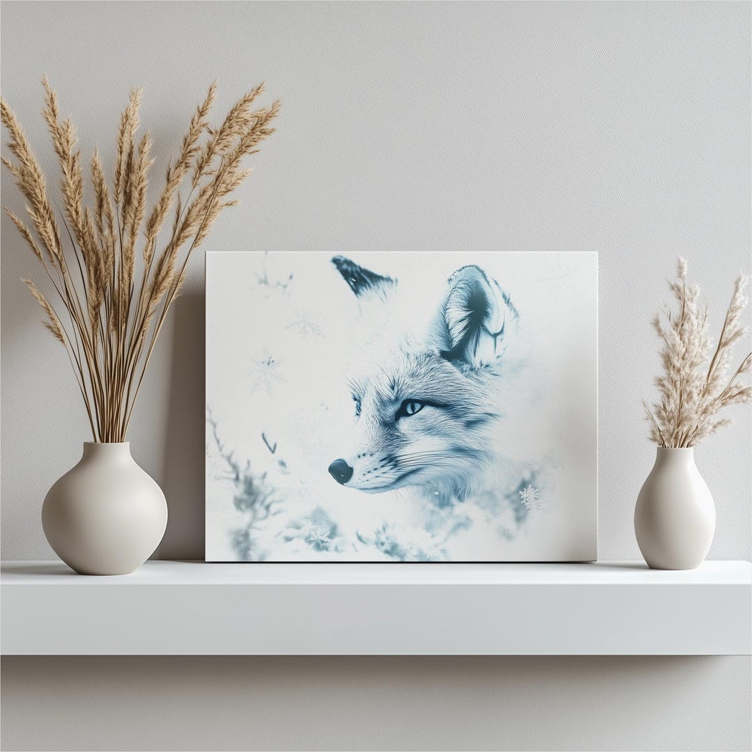 Stunning Arctic Fox Canvas Wall Art, Winter Wonderland Decoration ...