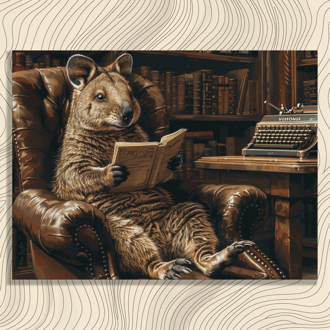 Quokka Canvas Wall Art, Leather Armchair Vintage Typewriter Desk ...