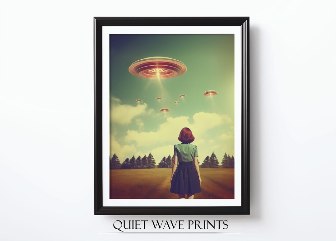Downloadable UFO Poster, Printable Flying Saucer Art, Alien Encounter ...