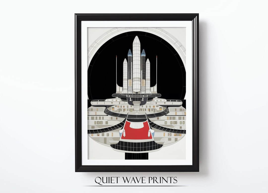 Retro Outer Space Poster, Space Age Wall Art, Rocket Print, Spaceship ...