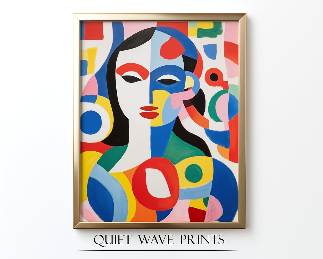 Printable Cubism Art, Picasse Style Portrait, Bright Primary Colors ...