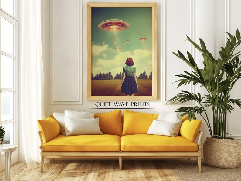 Downloadable UFO Poster, Printable Flying Saucer Art, Alien Encounter ...