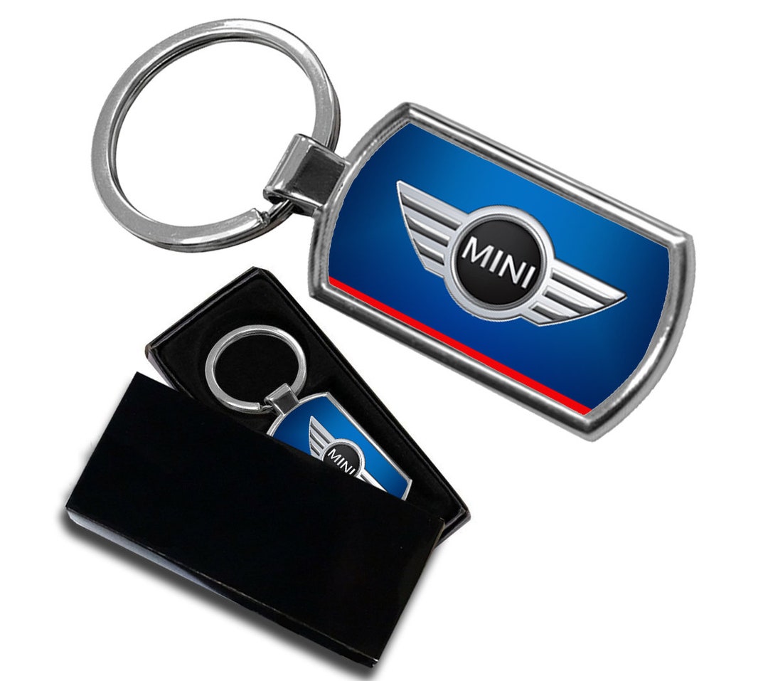MINI COOPER KEYRING, Chrome Metal Car Keyring With Gift Box Bleu 24 ...