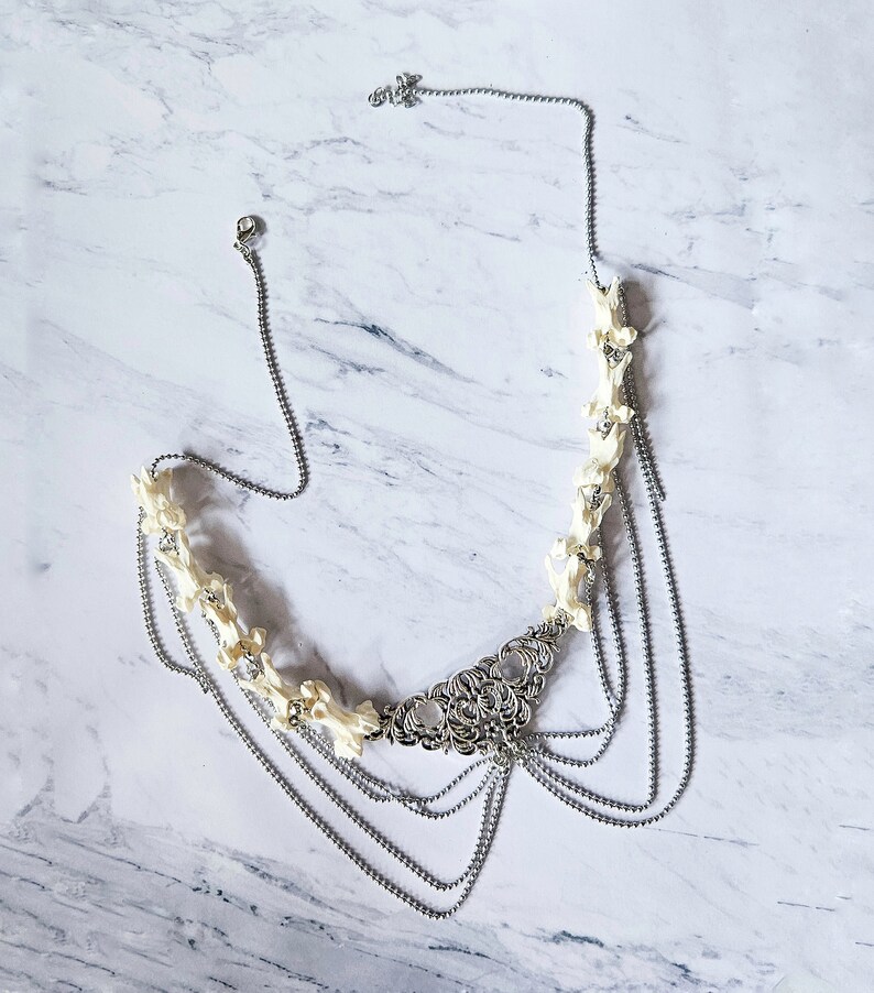 Bone Necklace, Gothic Bone Necklace, Animal Bones Jewelry, Vertebrae ...