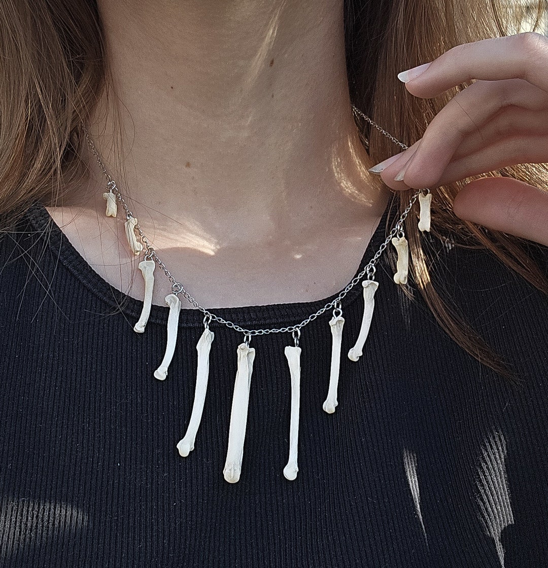Bone Necklace, Real Long Animal Bones, Phalanges, Real Bone Pendant, Gothic Bone Necklace ...