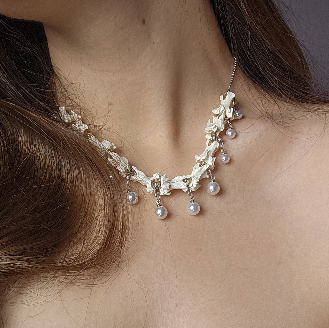 Bone Necklace, Gothic Bone Necklace, Animal Bones Jewelry, Vertebrae ...