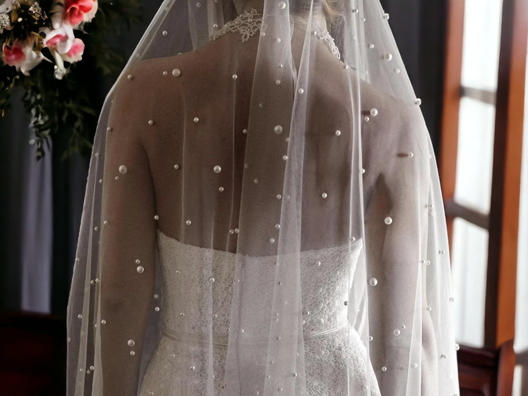 Wedding Veil, Pearls Bridal Veil Collection White, Ivory, Champagne ...