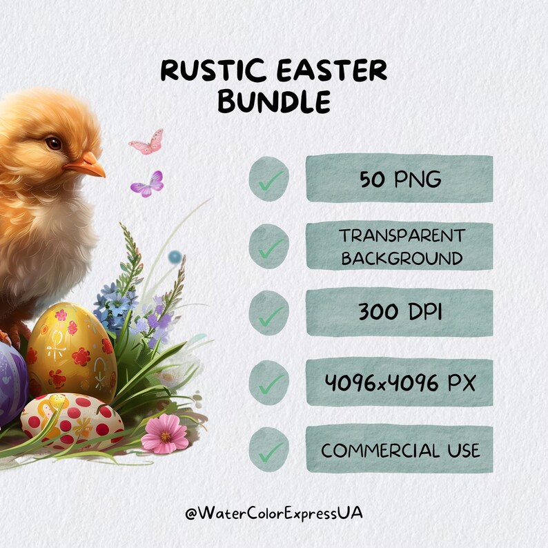 Rustic Easter Clipart Bundle, Easter Village Clip Art Collection ...