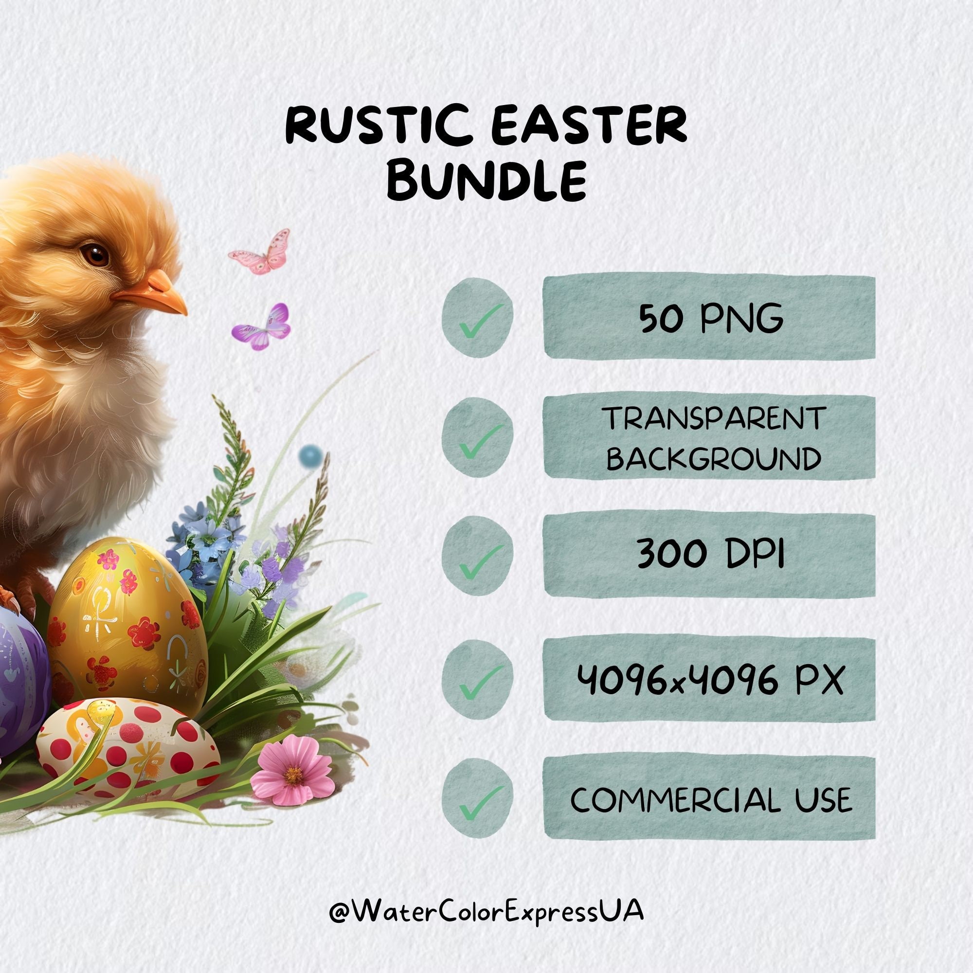 Rustic Easter Clipart Bundle, Easter Village Clip Art Collection ...