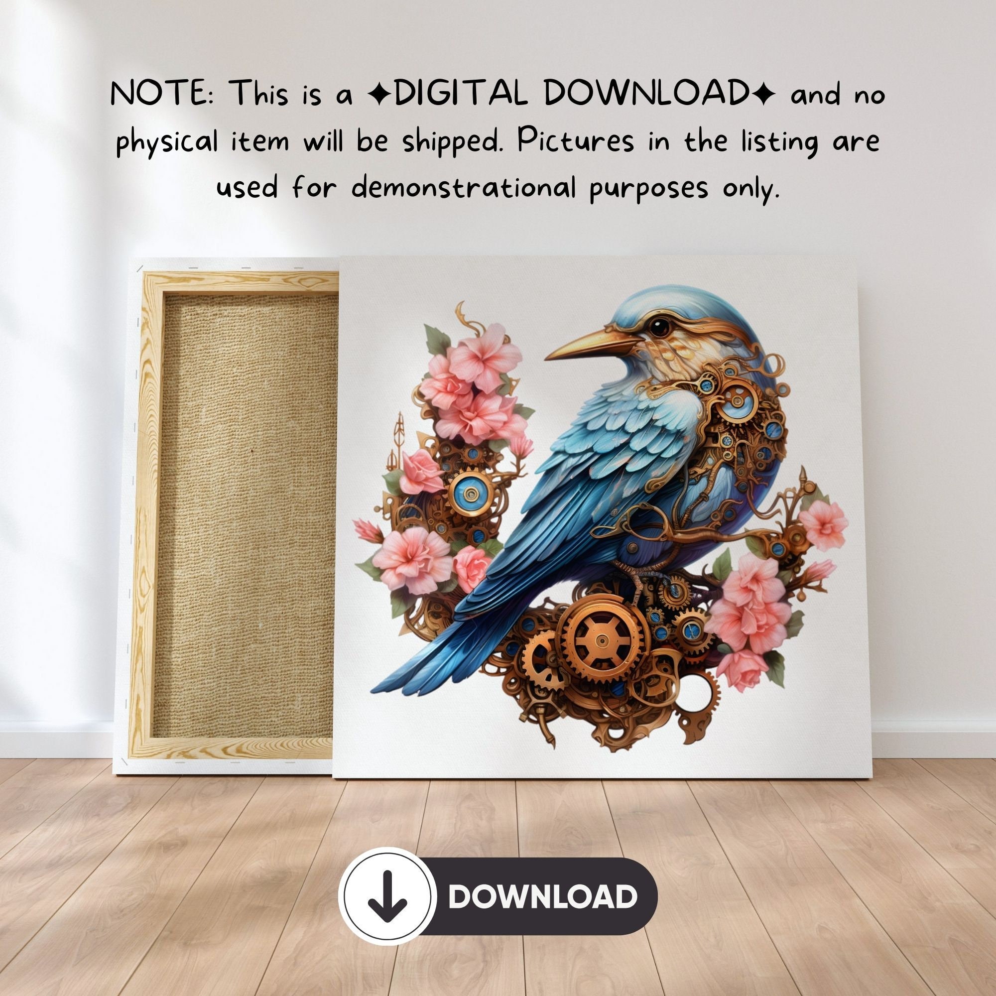 Steampunk Birds Clipart Bundle, Watercolor Futuristic Birds Clipart ...