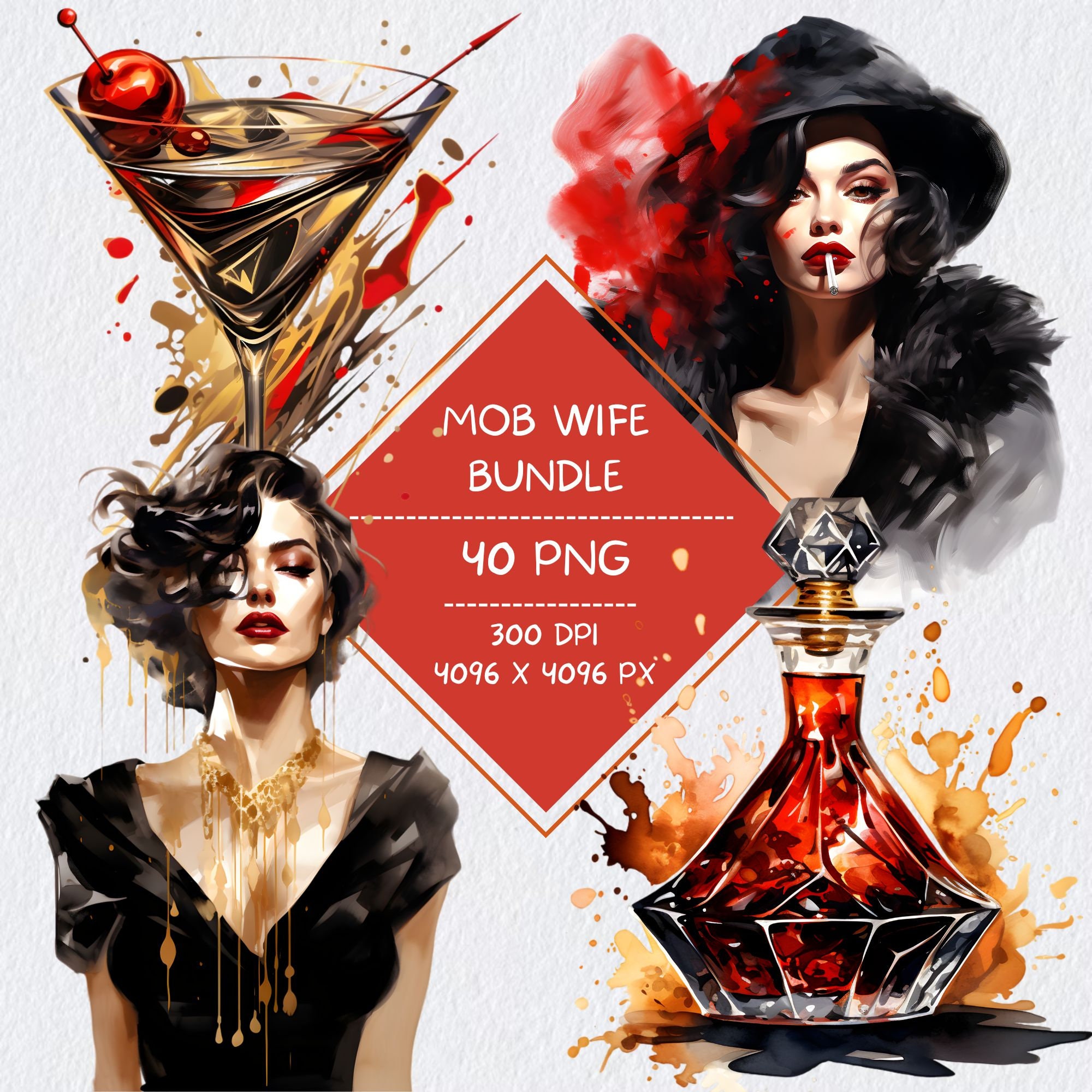 Mob Wife Aesthetic Clipart, Mob Wife Era Clipart, Rich Woman in Fur ...