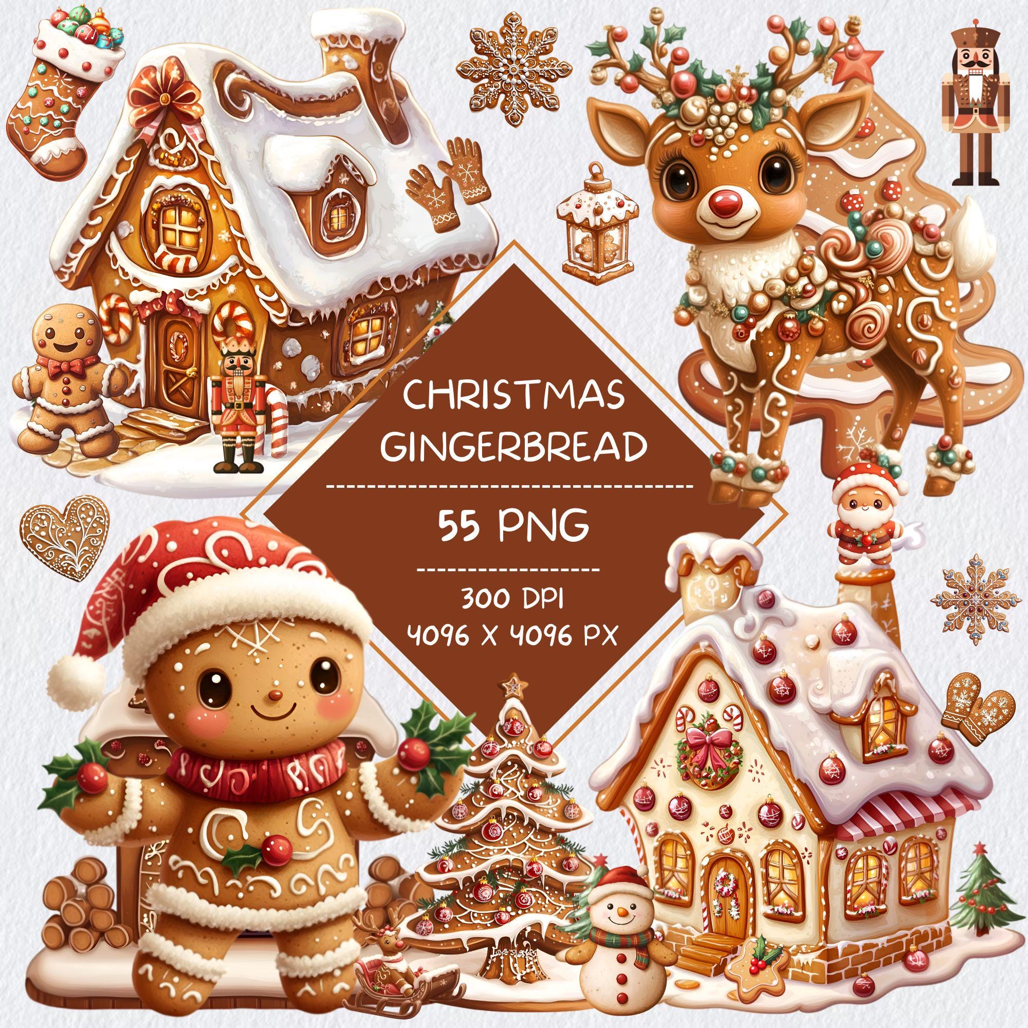 Christmas Gingerbread Clipart Bundle, Gingerbread House Cookies Clip ...