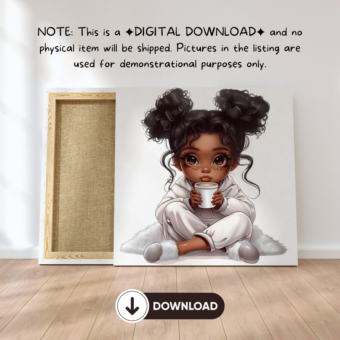 Black Chibi Girls With Coffee Clipart Bundle, Cute Chibi African ...