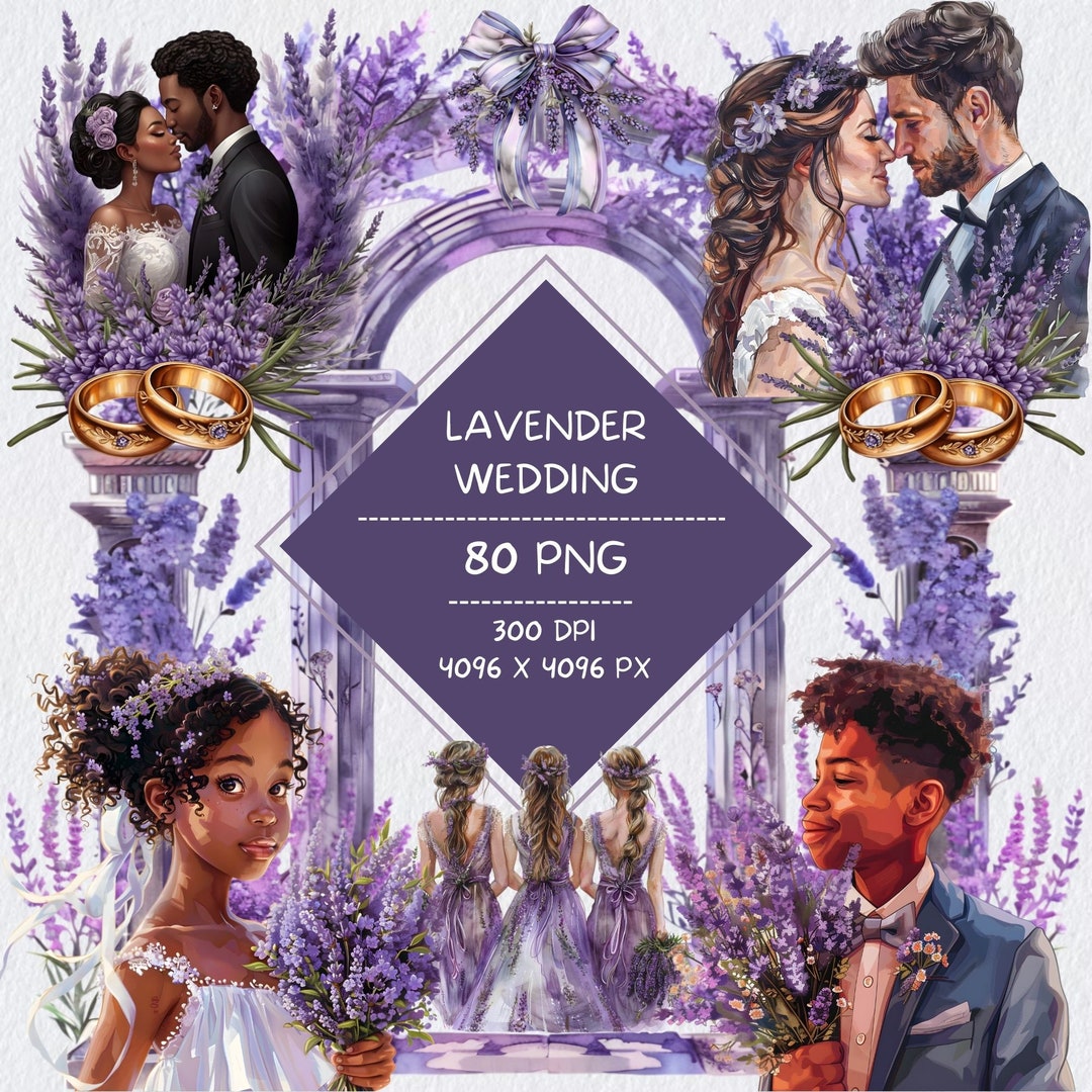 Lavender Wedding Clipart, Lavender Flower Clip Art, Lavender Wedding ...