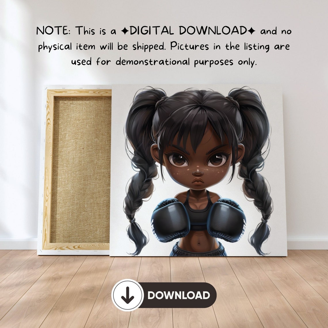 Black Chibi Boxer Girl Clipart Bundle, Cute Chibi African American Girl ...