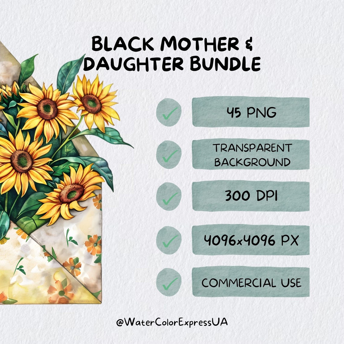 Black Mother and Daughter Clipart Bundle, Mothers Day Clip Art Pack ...