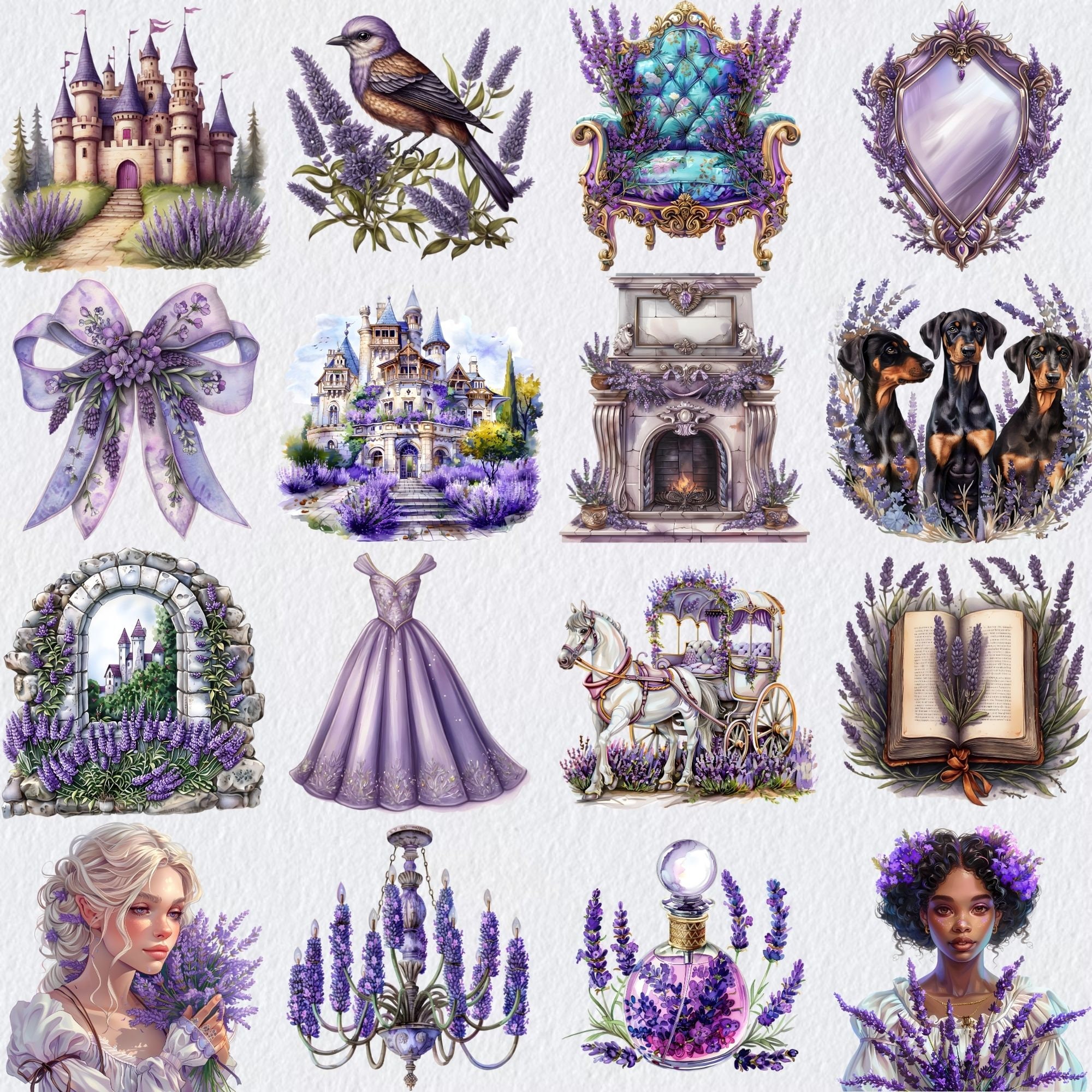 Lavender Princess Clipart, Lavender Princess Dress Clipart, Lavender ...