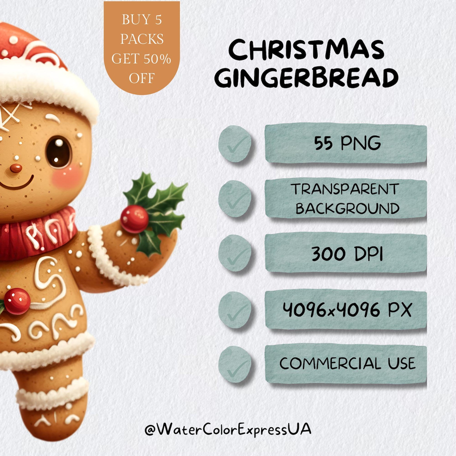 Christmas Gingerbread Clipart Bundle, Gingerbread House Cookies Clip ...