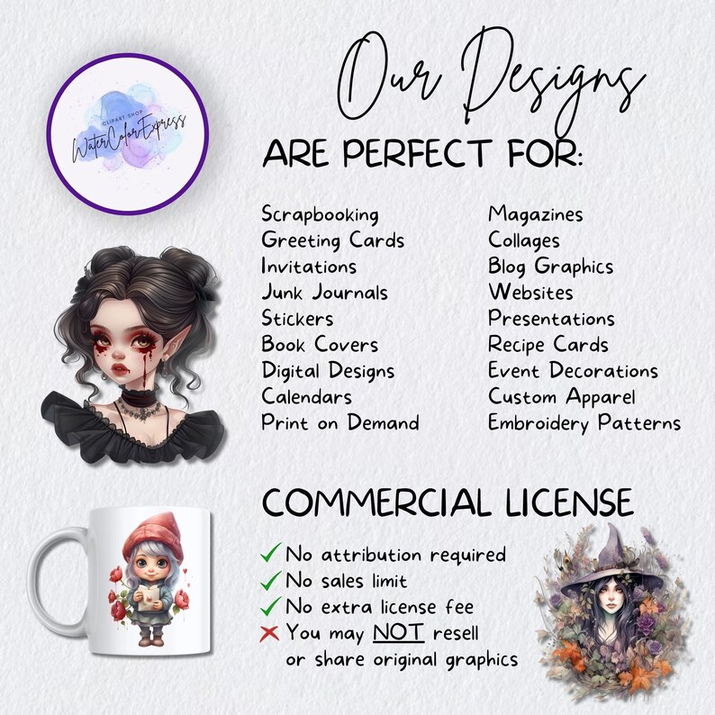 Vampire Chibi Girl Clipart Bundle, Cute Chibi Vampire Clipart, Dark ...