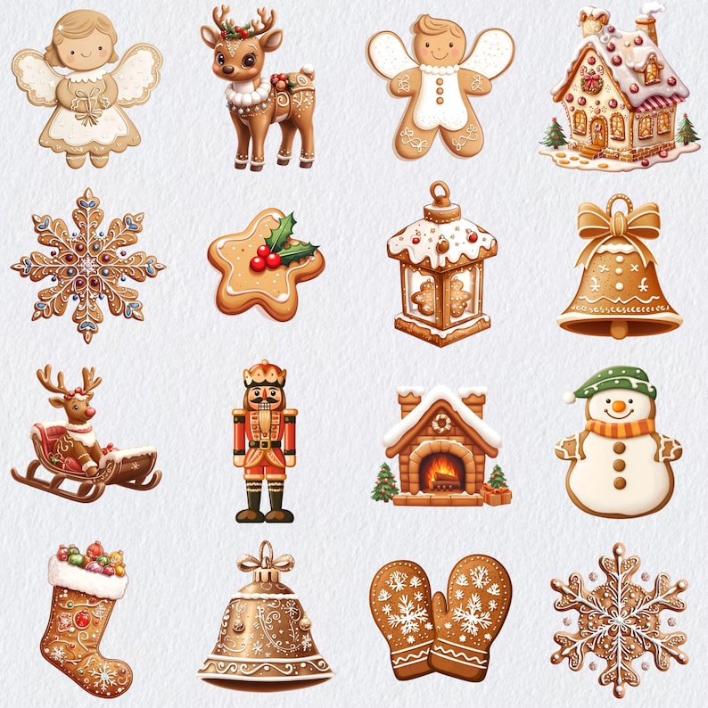 Christmas Gingerbread Clipart Bundle, Gingerbread House Cookies Clip ...