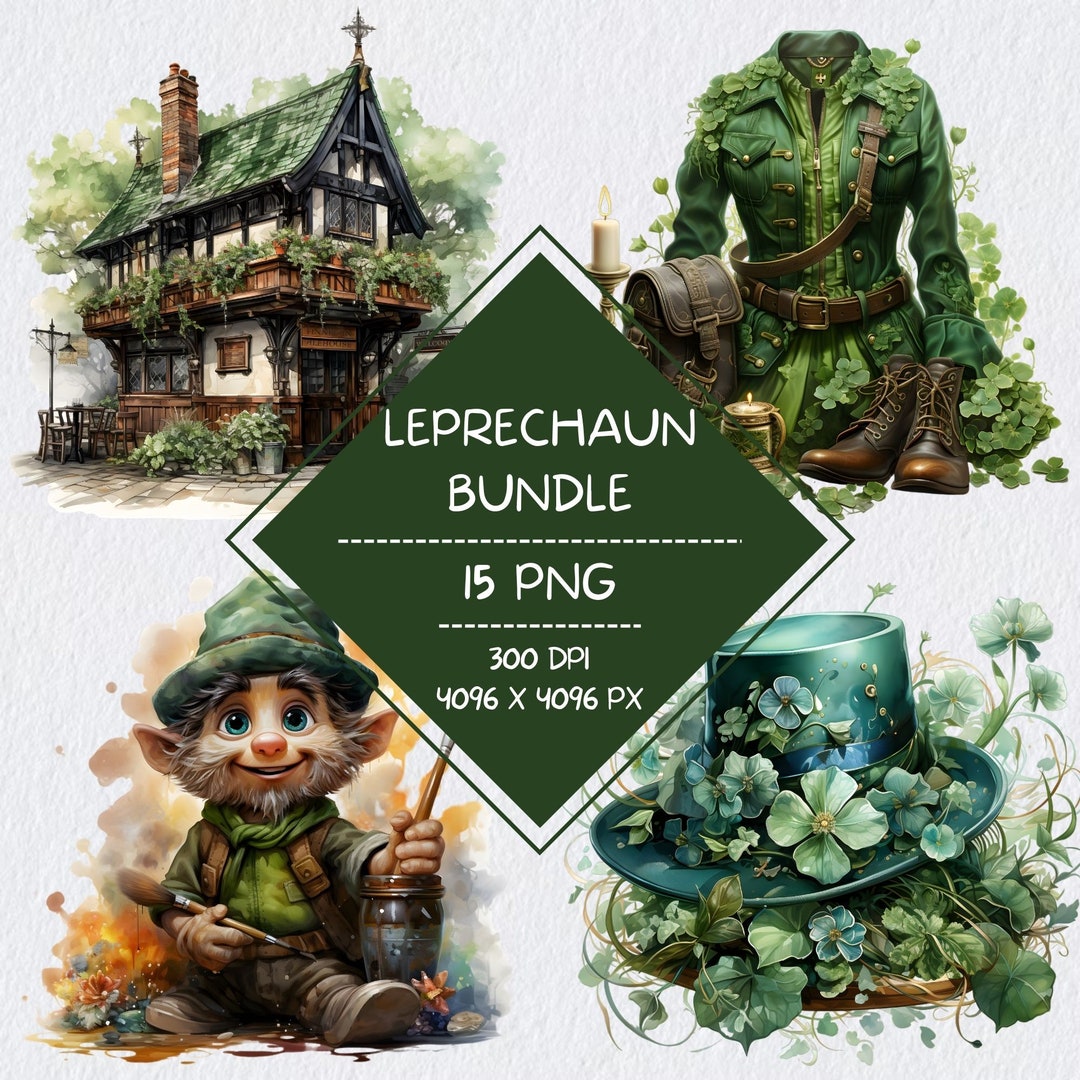 St Patricks Day Leprechaun Clipart Bundle, Watercolor Leprechaun Clip ...