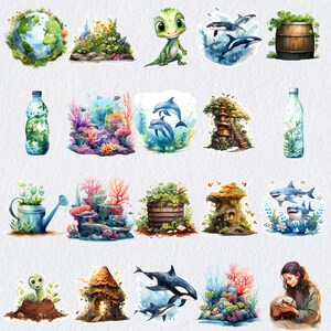 Watercolor Earth Day Clipart, Environment Clipart, Eco Friendly Clipart ...