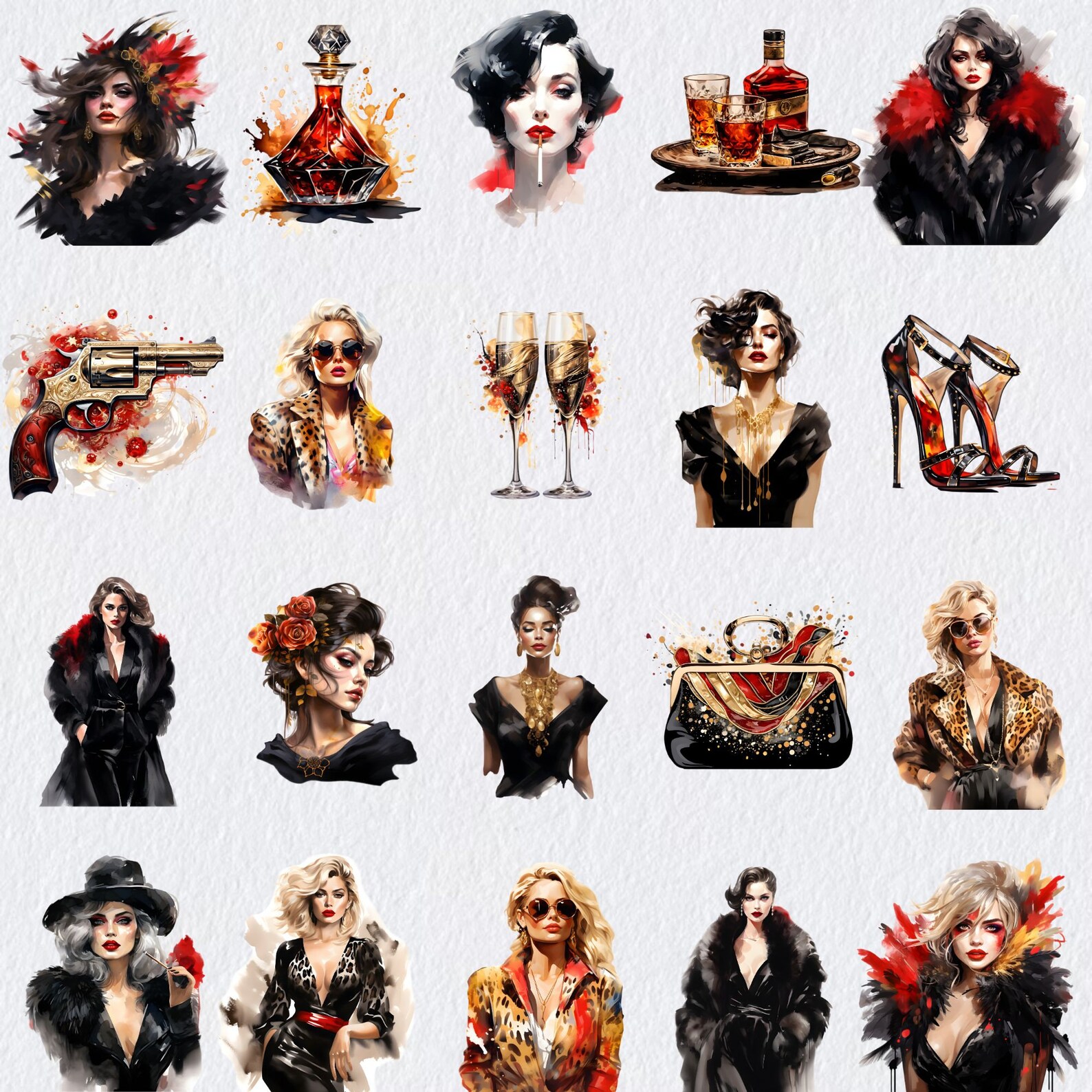 Mob Wife Aesthetic Clipart, Mob Wife Era Clipart, Rich Woman in Fur ...