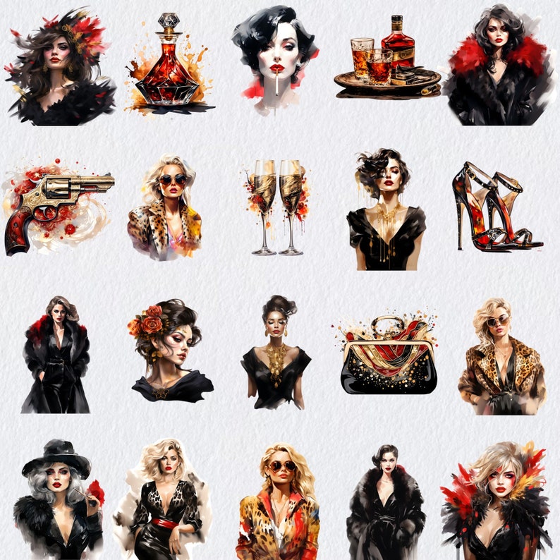 Mob Wife Aesthetic Clipart, Mob Wife Era Clipart, Rich Woman in Fur ...