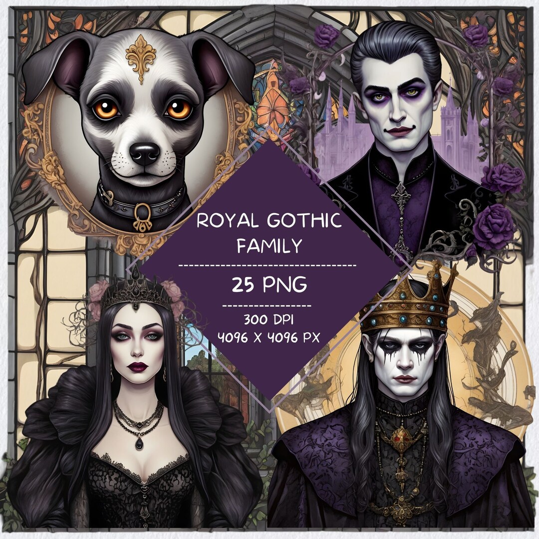 Royal Gothic Family Clipart, Gothic Girl Clipart, Gothic Stained Glass ...