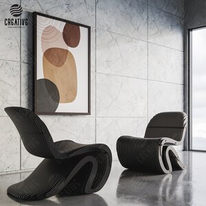 Parametric Chair No2/r-shaped Chair/wavy Design/cnc Digital Files ...