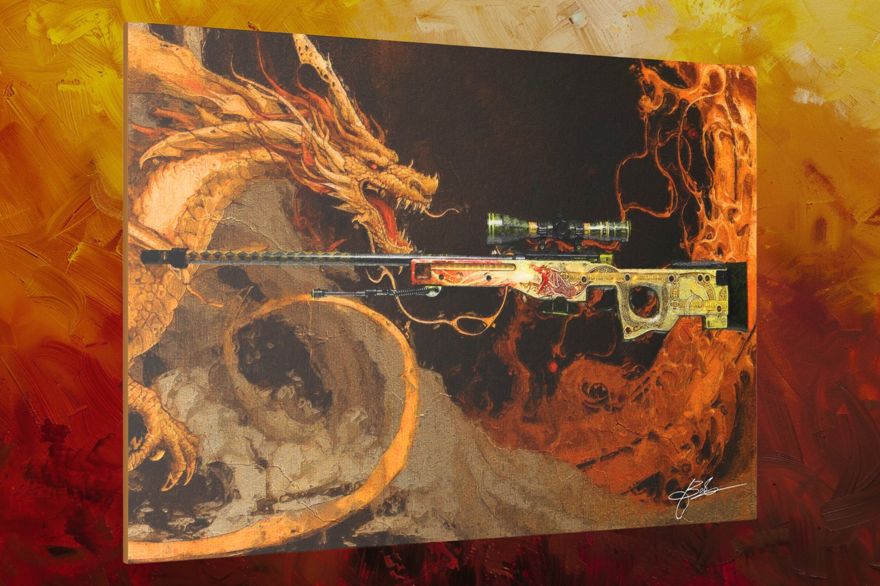 Counter Strike AWP Dragon Lore Canvas Oil Painting CSGO CS2 Art ...