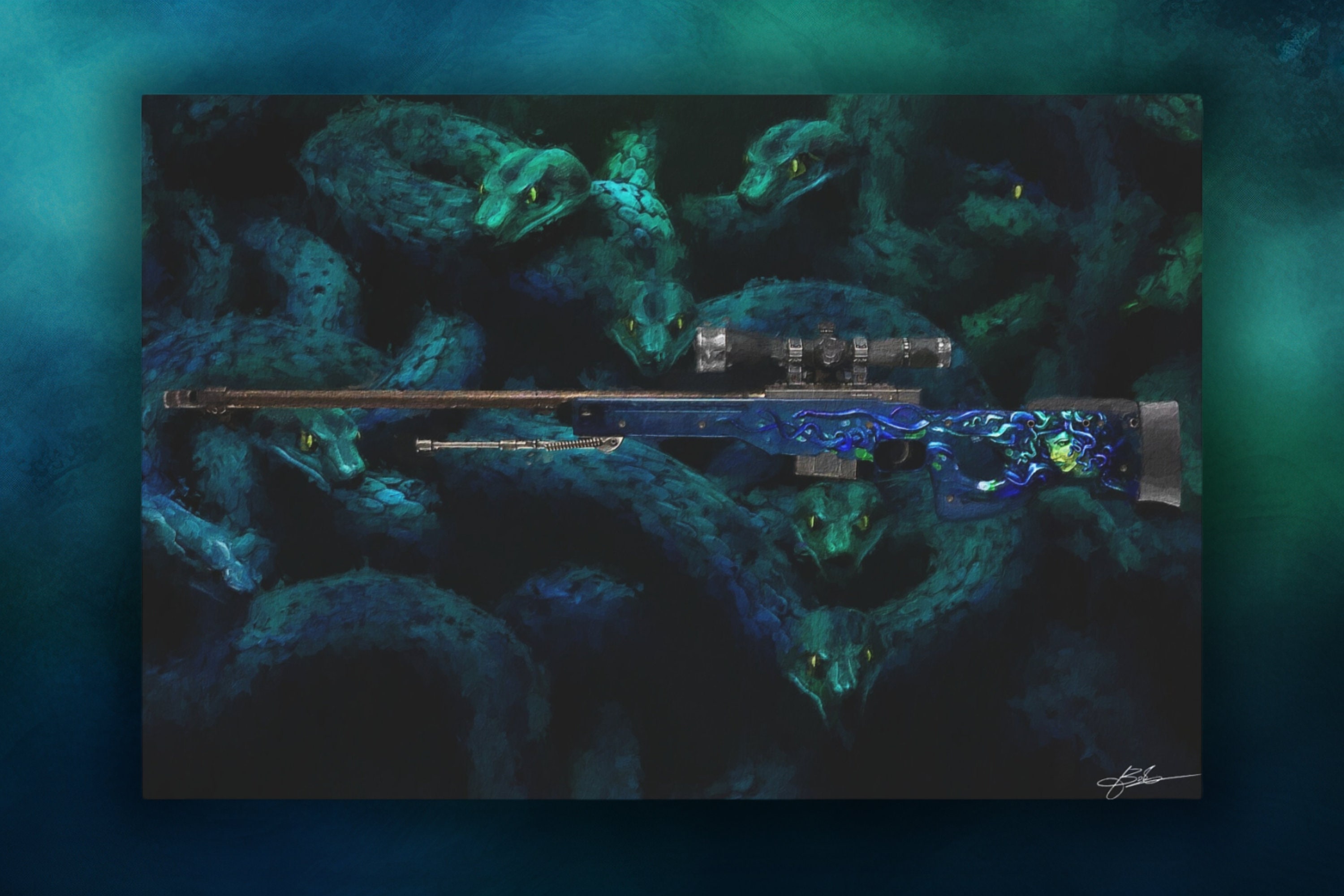 Counter Strike AWP Medusa Oil Painting Print CSGO CS2 Gaming Poster ...