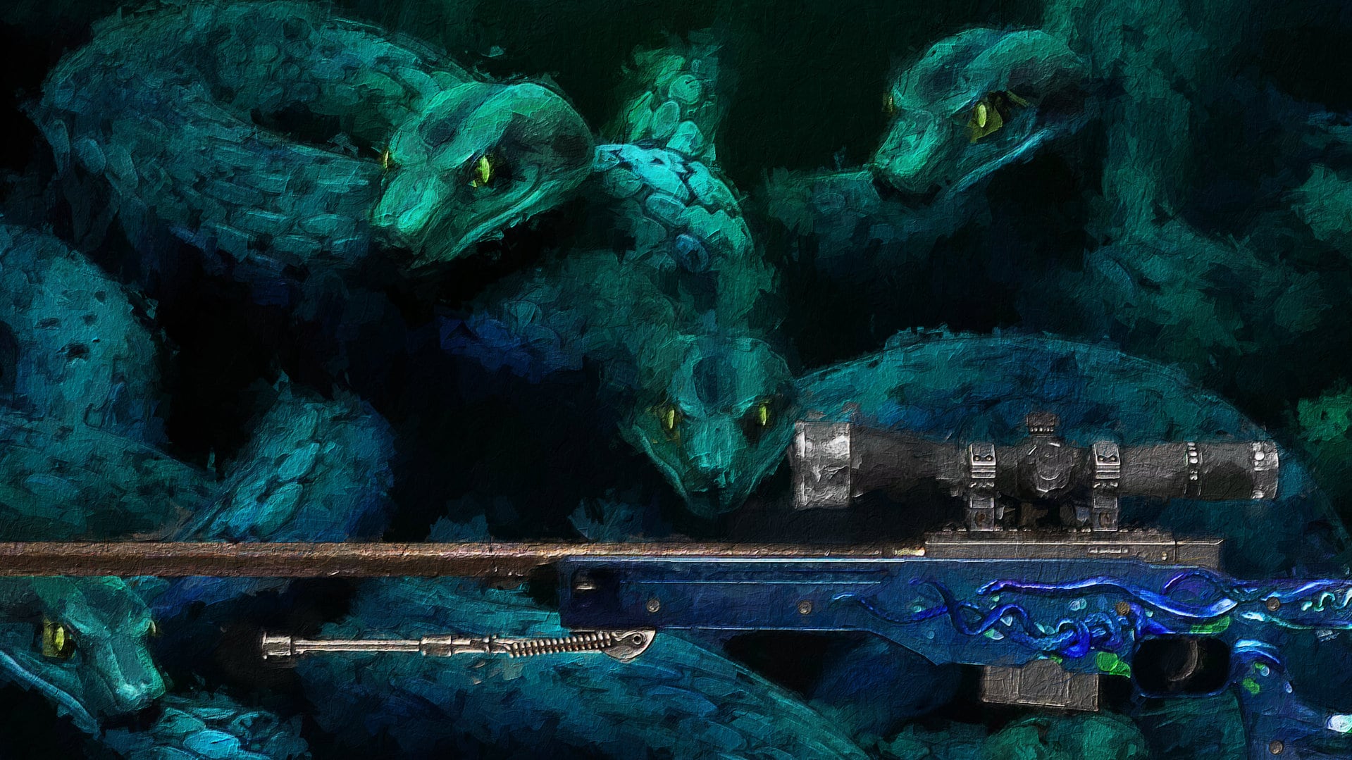 Counter Strike AWP Medusa Oil Painting Print CSGO CS2 Gaming Poster ...