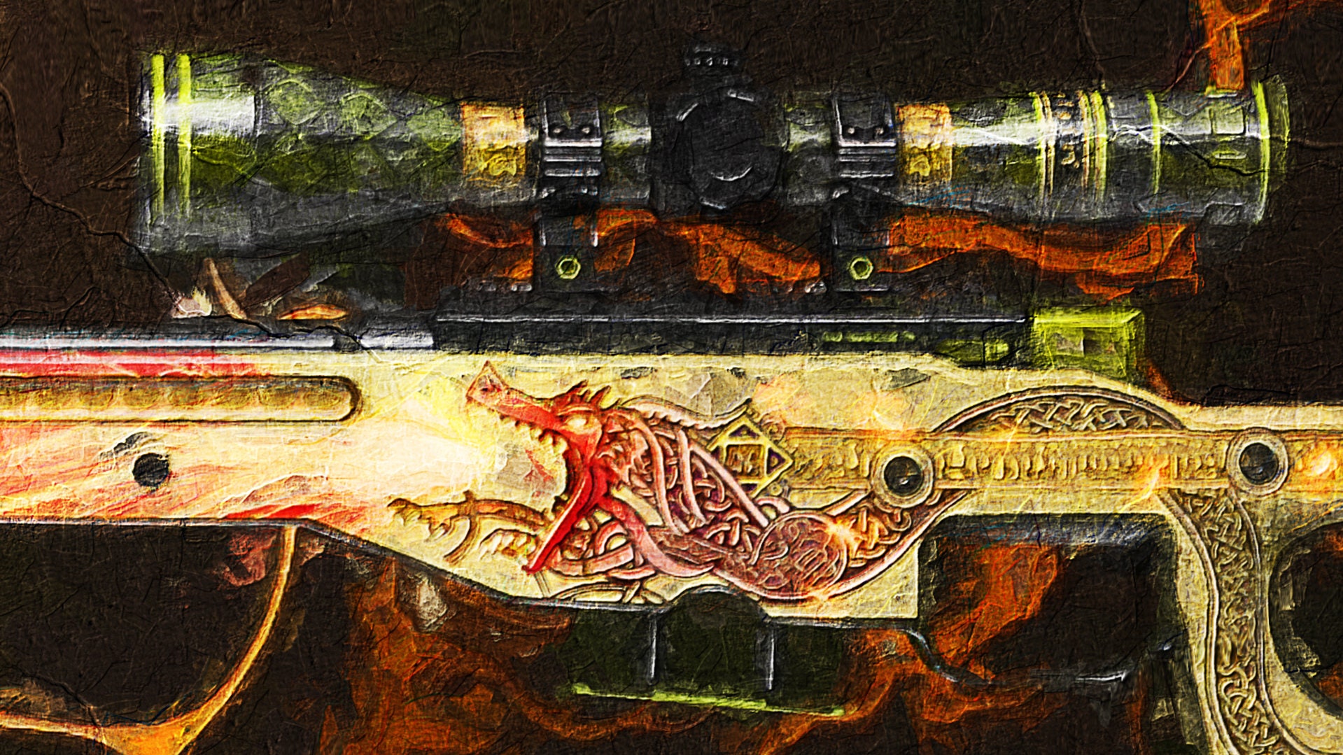 Counter Strike AWP Dragon Lore Canvas Oil Painting CSGO CS2 Art ...