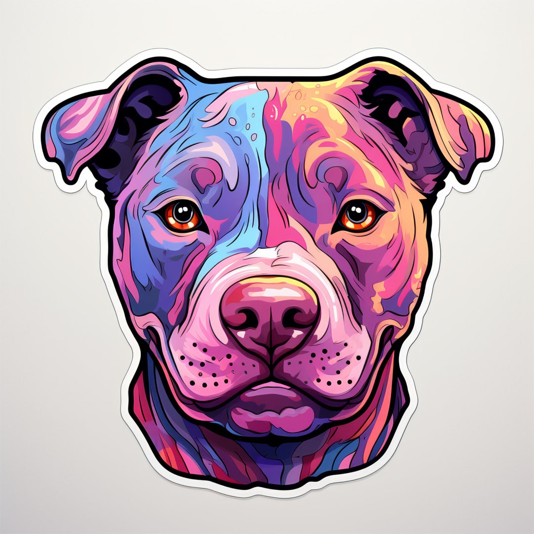 UV Laminated Vinyl, Colorful Pitbull Sticker, Available in 3, 4 & 5 ...