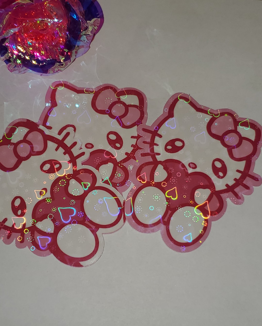 Pink Hello Kitty With A Heart Holographic Hearts misprints - Etsy