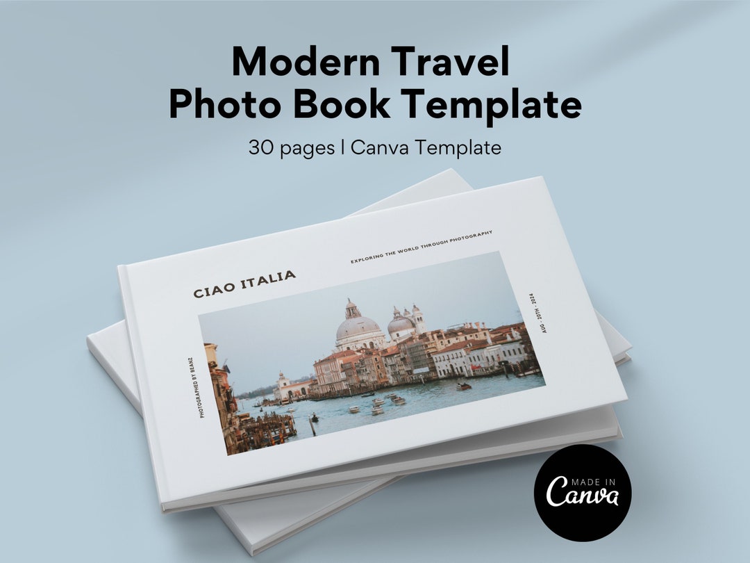 Modern Travel Photo Book Printable Digital Canva Template, Customizable ...