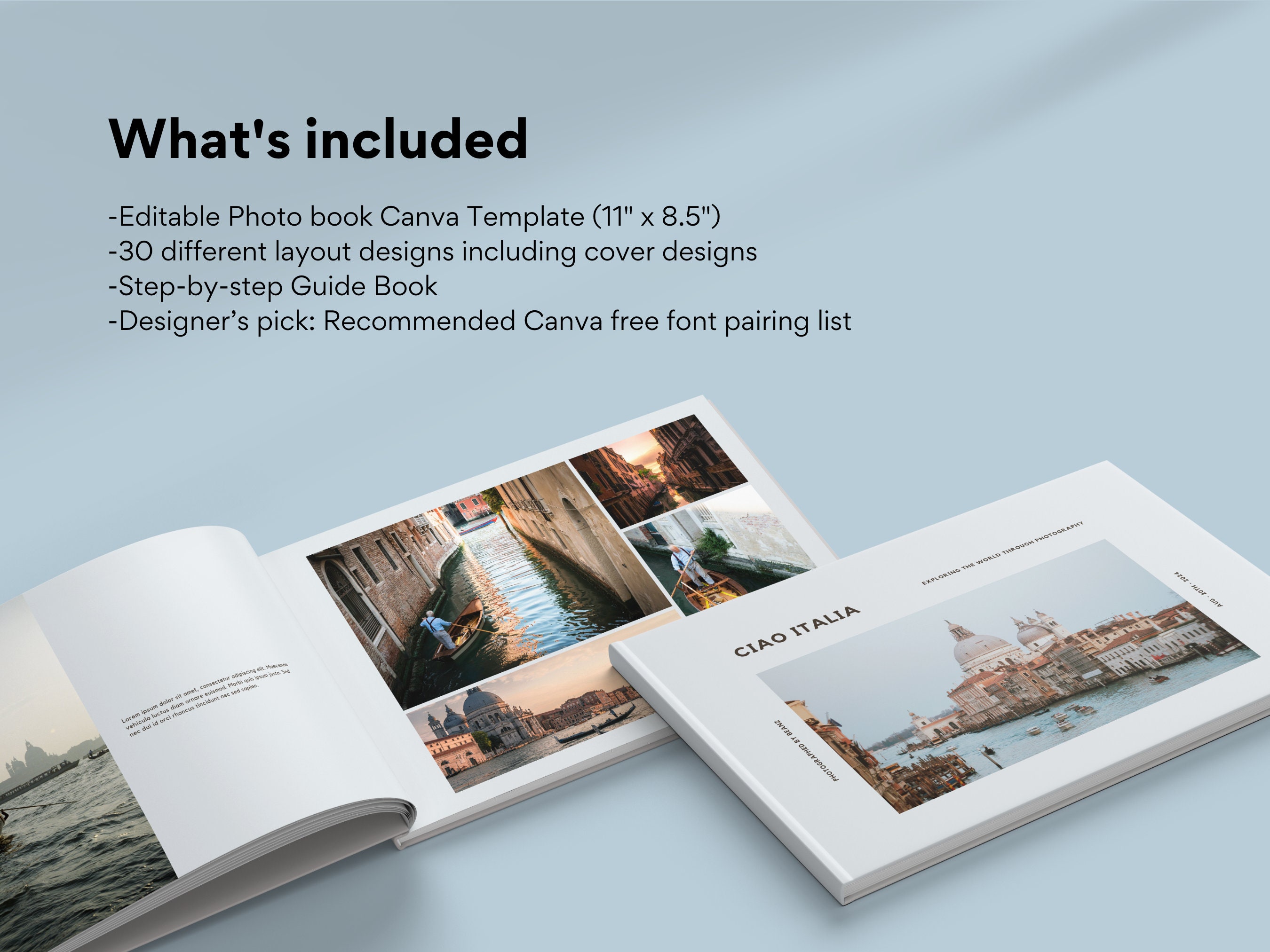 Modern Travel Photo Book Printable Digital Canva Template, Customizable ...