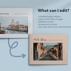 Modern Travel Photo Book Printable Digital Canva Template, Customizable ...