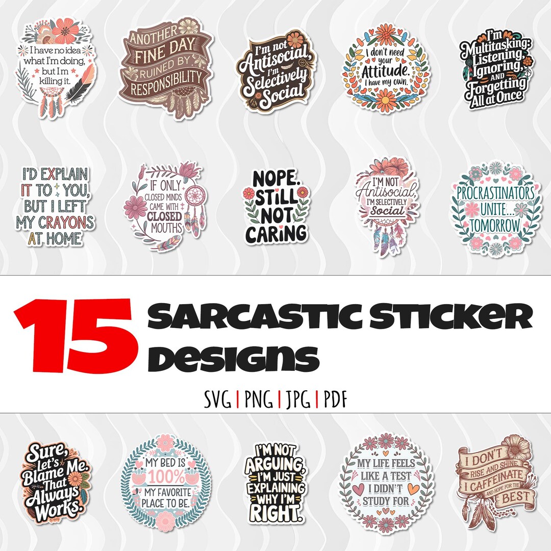 Instant Snarky Printable Stickers Set for Laptops and Planners ...