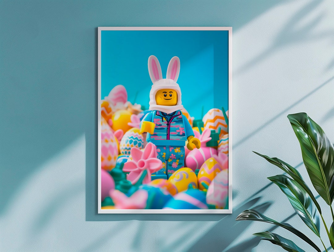 Digital Easter Wall Art With Floral and Brick Spring Theme - Etsy