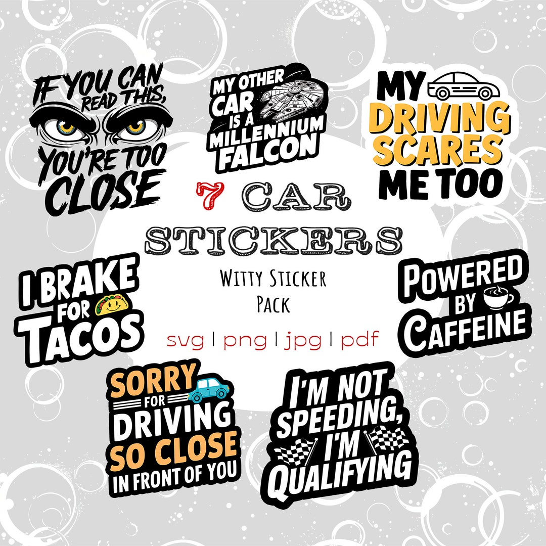Hilarious SVG Decal Bundle for Cars, Funny Window Phrases, Instant ...