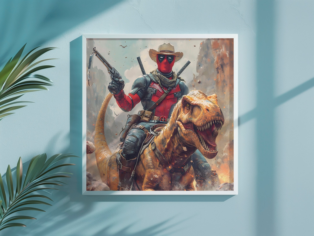 Deadpool Cowboy Dino Digital Art Poster Printable Download - Etsy